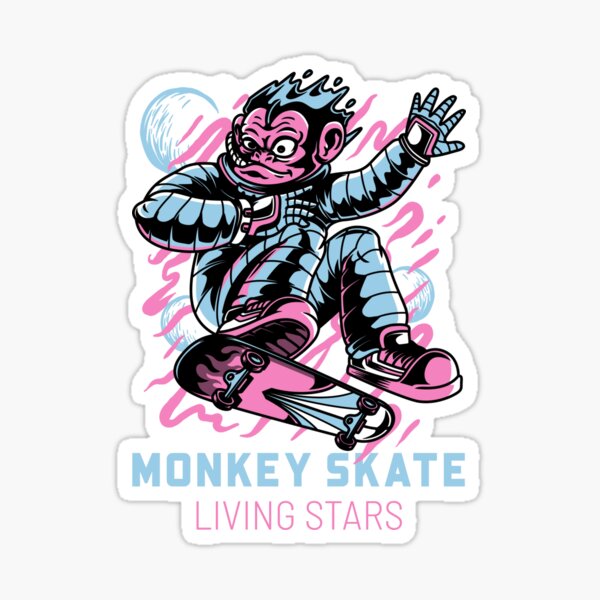 "Monkey skate living stars" Sticker for Sale by TAKIO-76 | Redbubble