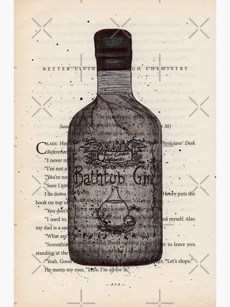 Pegatina «Ilustración de ginebra de bañera / dibujo en página de libro ...