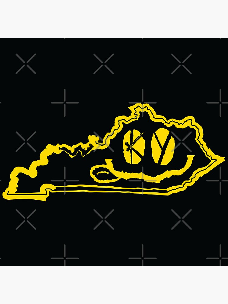 "KY Eyes Kentucky Grunge Smiling Face Black background" Sticker for ...