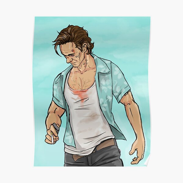 "Sam Drake - Smoke Break " Poster for Sale by TarynPlatt | Redbubble
