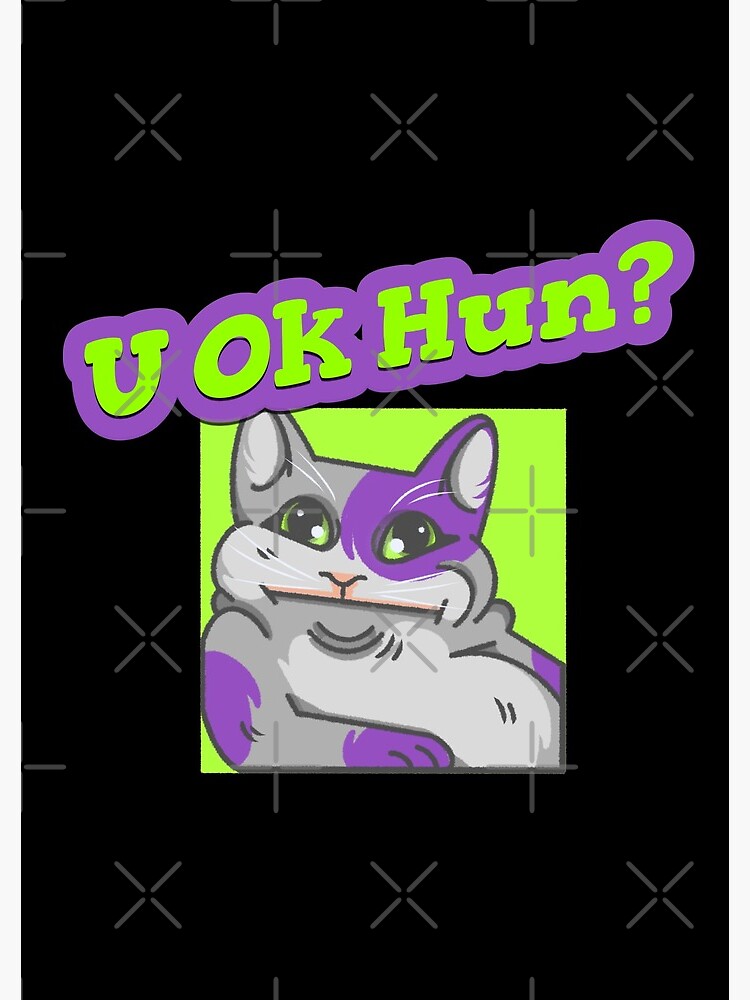 "U OK HUN? Cute Kawaii Twitch Meme Cat Face" Spiral Notebook by ...