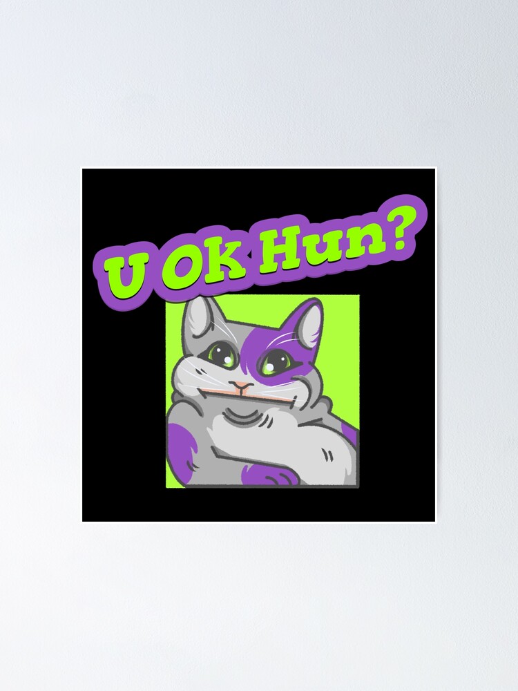"U OK HUN? Cute Kawaii Twitch Meme Cat Face" Poster by dogisbored ...