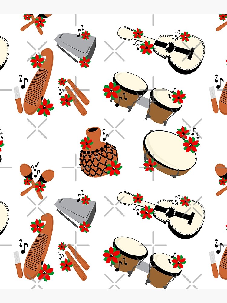 Lámina montada «Instrumentos Parranda Navidad Puerto Rico Pleneras Guiro Cuatro» de byDarling ...