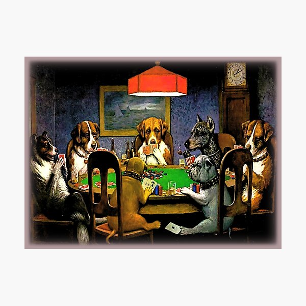 Lámina fotográfica «Montón de perros fanfarrones en una noche de póquer ...