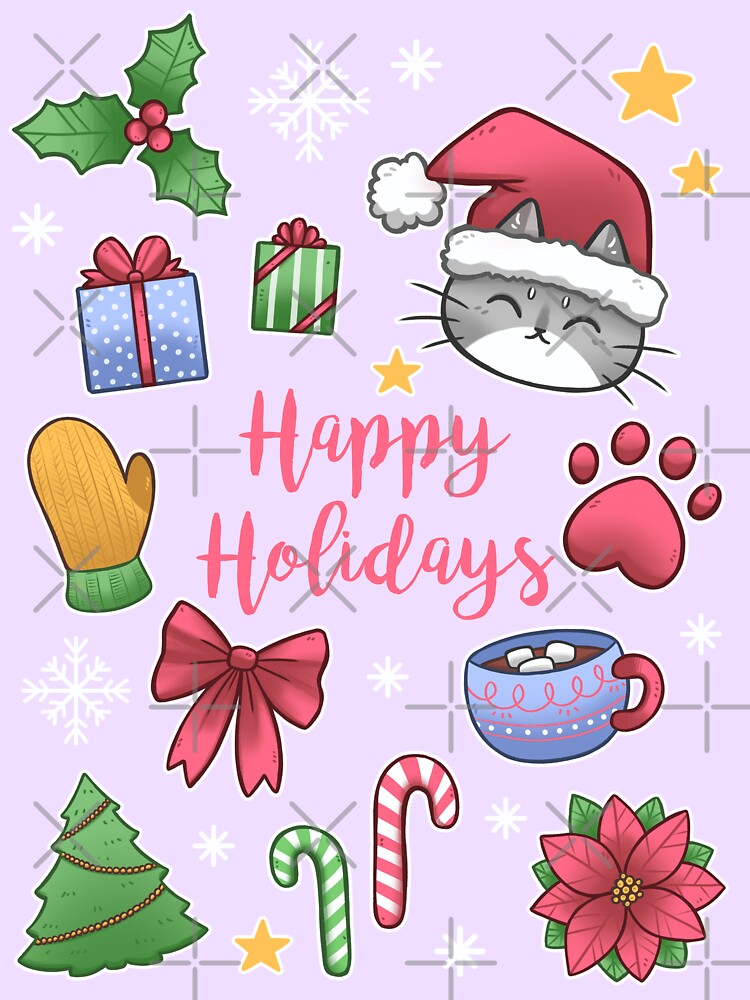 "Xmas Kitty / Frohe Feiertage / Pink" Sticker von kattvalk | Redbubble