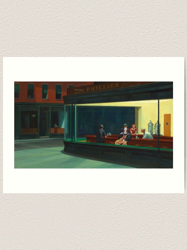 Lámina artística «Edward Hopper Nighthawks con el famoso payaso ...