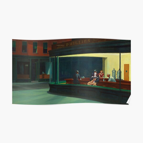 Poster « Edward Hopper Nighthawks avec le célèbre clown effrayant ...