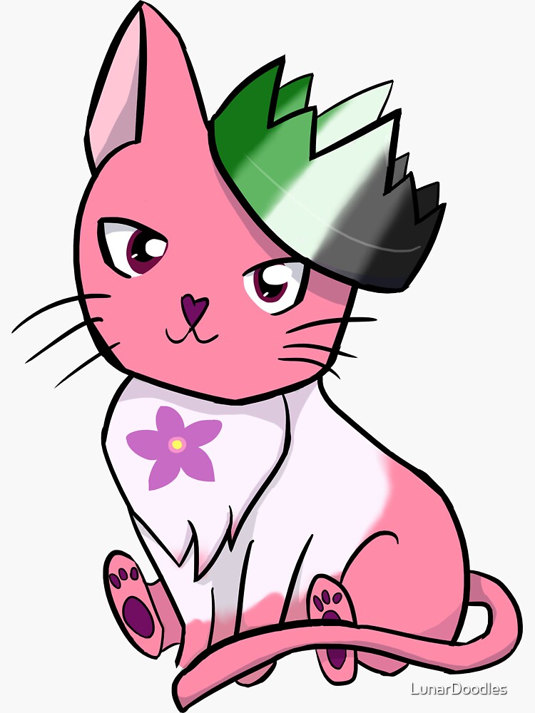 "Sapphic Aromantic Pride Cat" Sticker for Sale by LunarDoodles | Redbubble