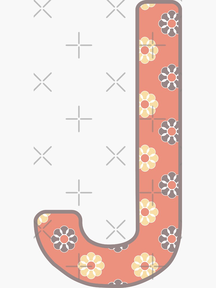 "MONOGRAM LETTER J PINK FLORAL TYPOGRAPHY DESIGN" Sticker for Sale by ...