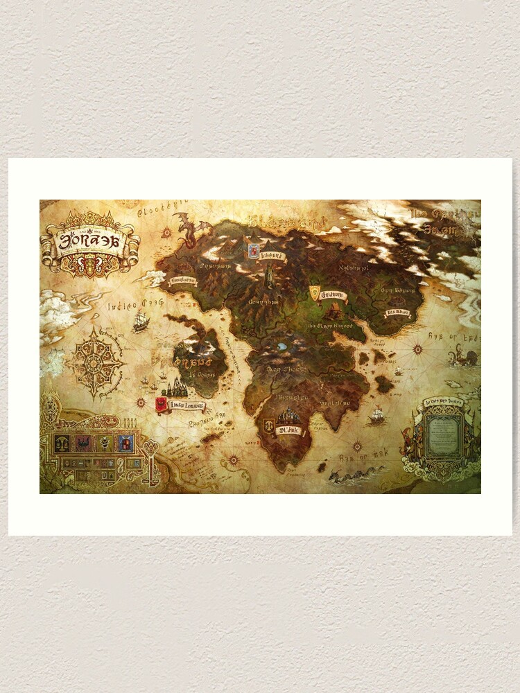 "Eorzea FFXIV Map" Art Print for Sale by hayesade | Redbubble