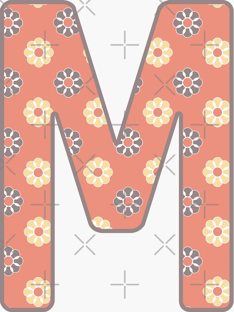 "MONOGRAM LETTER M PINK FLORAL TYPOGRAPHY DESIGN" Sticker by ...