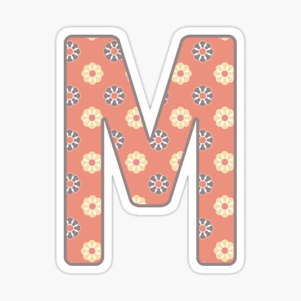 "MONOGRAM LETTER M PINK FLORAL TYPOGRAPHY DESIGN" Sticker by ...
