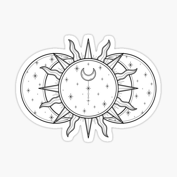 "Celestial Sun and Moon and Stars" Sticker by katieharperart | Redbubble