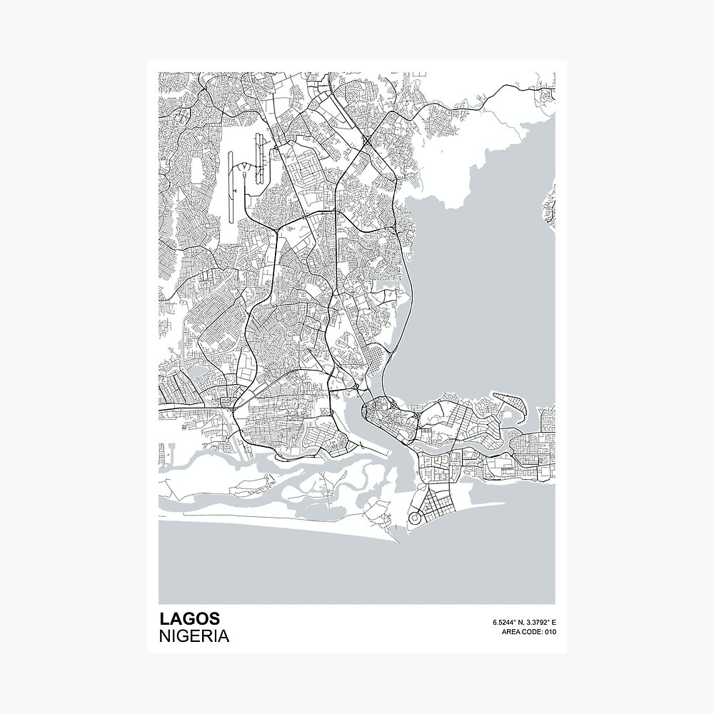 Lagos Map Print,Nigeria,City Map Art,Street Name,DIGITAL DOWNLOAD ...