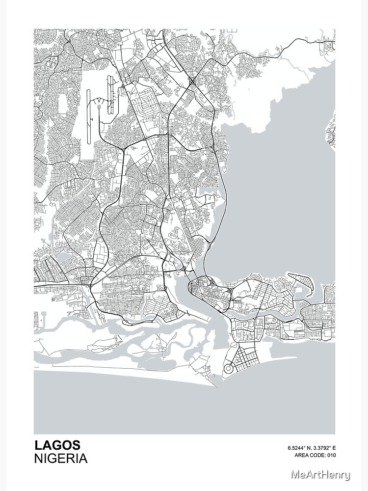 "LAGOS, NIGERIA CITY MAP" Art Board Print for Sale by MeArtHenry ...