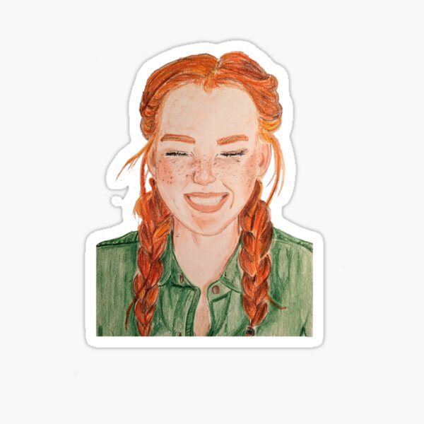 "Smiling Girl with Red Hair" Sticker for Sale by rayclare | Redbubble