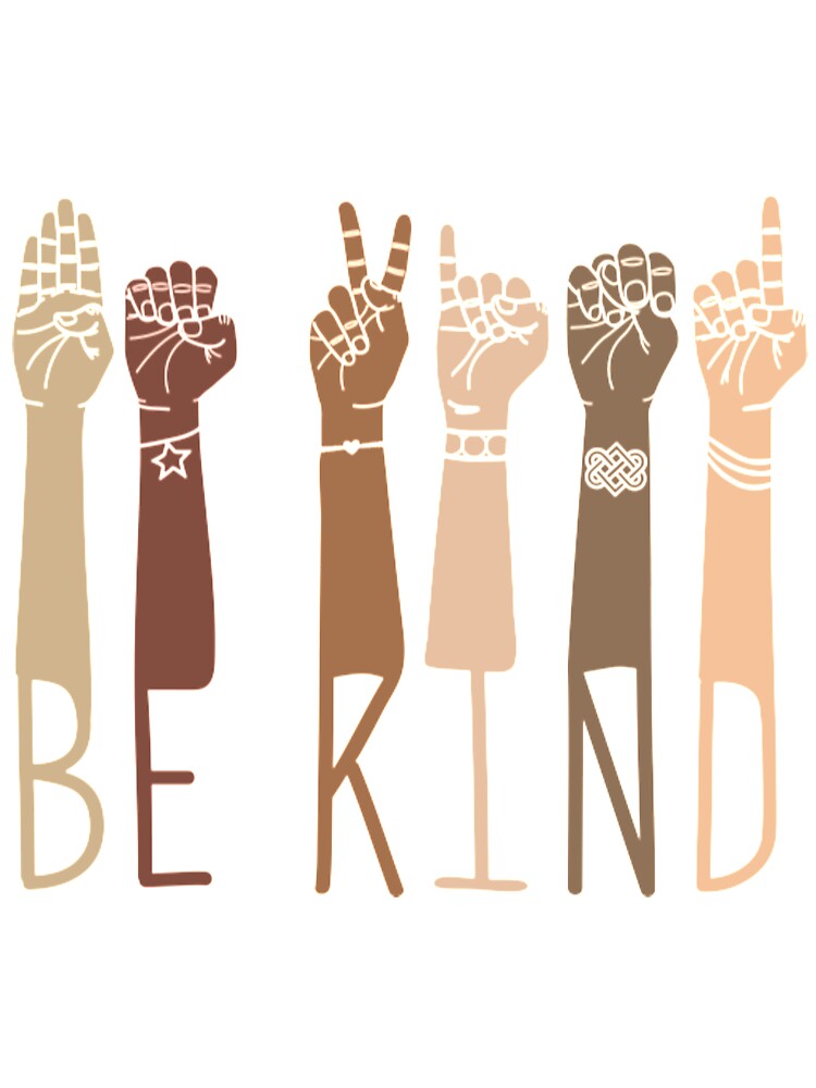 "Be Kind Multicultural Skin Tone Sign Language Hands & Arms" Kids T ...