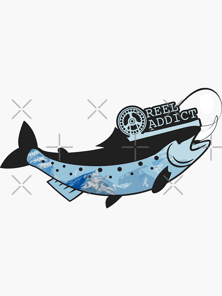 "Reel Addict Fishing Sticker" Sticker for Sale by Zirillothreads ...