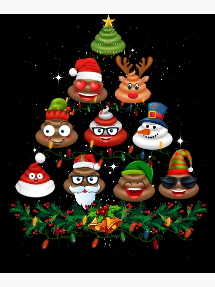 "Poop Emoji Christmas Holiday Humorous Icons Santa Hat Xmas" Poster by ...