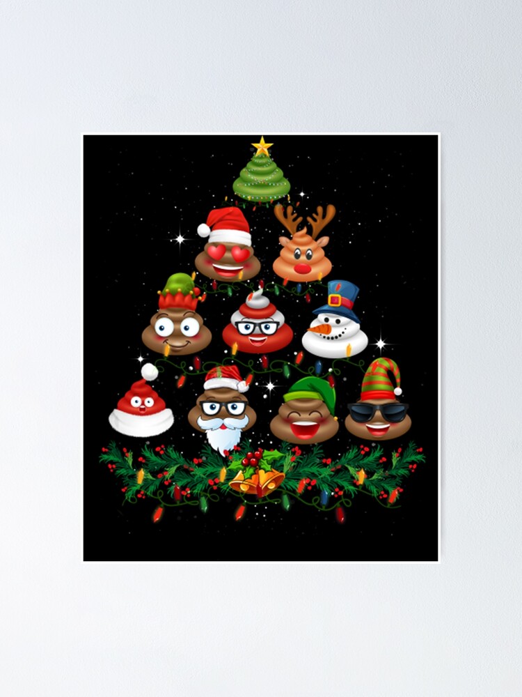 "Poop Emoji Christmas Holiday Humorous Icons Santa Hat Xmas" Poster by ...