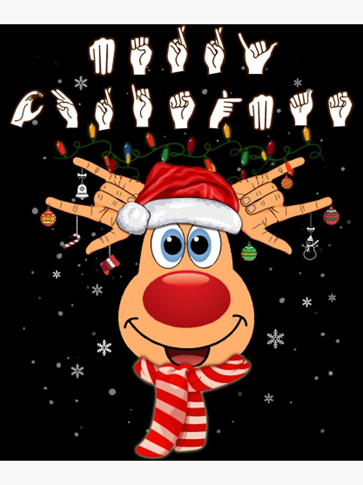 "Pride ASL Reindeer Deer Merry Christmas Sign Language Deaf" Canvas ...
