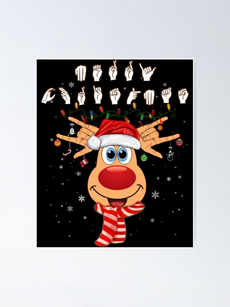 "Pride ASL Reindeer Deer Merry Christmas Sign Language Deaf" Poster for ...