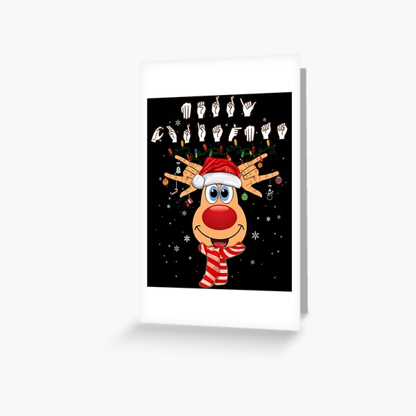 "Pride ASL Reindeer Deer Merry Christmas Sign Language Deaf" Greeting ...