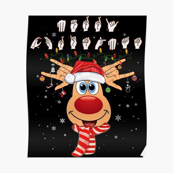 "Pride ASL Reindeer Deer Merry Christmas Sign Language Deaf" Poster for ...
