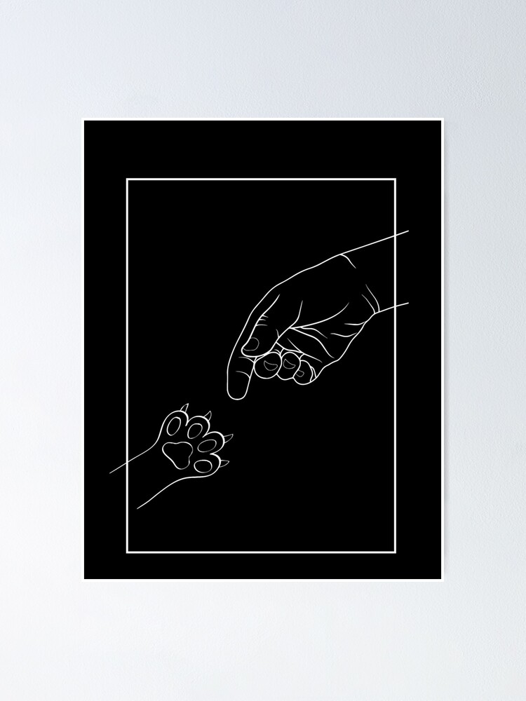 "Michelangelo The Creation Of Adam Cat line art" Poster for Sale by ...