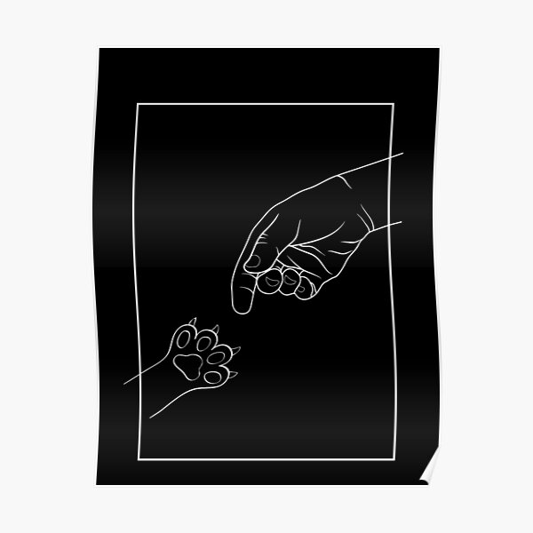 "Michelangelo The Creation Of Adam Cat line art" Poster for Sale by ...