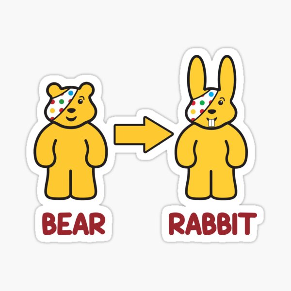 "Pudsey Bear, Bear - Rabbit" Sticker for Sale by conway92 | Redbubble
