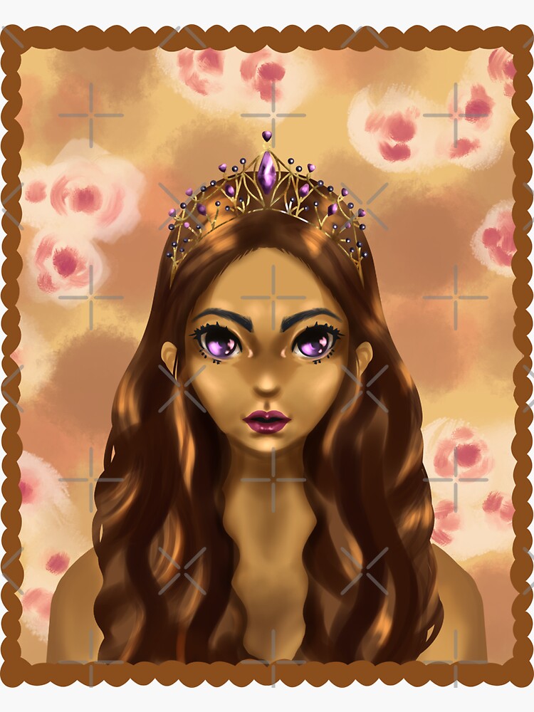 "Crowned Princess - A Semi-Realistic Portrait" Sticker by Taladesignlab ...