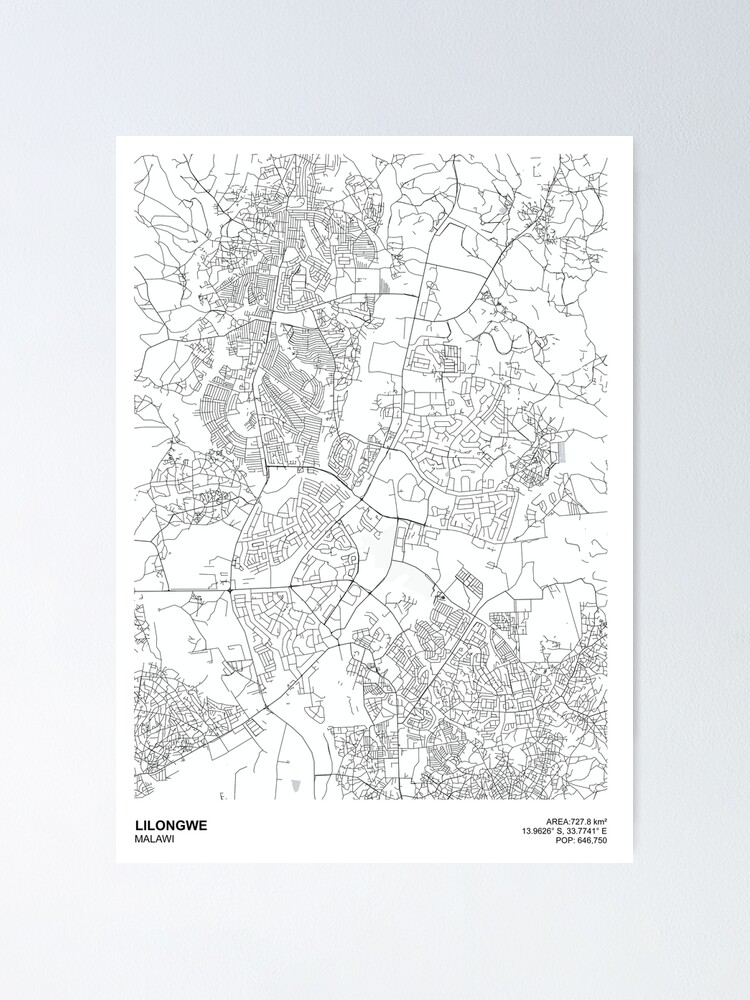"LILONGWE, MALAWI CITY MAP" Poster for Sale by MeArtHenry | Redbubble