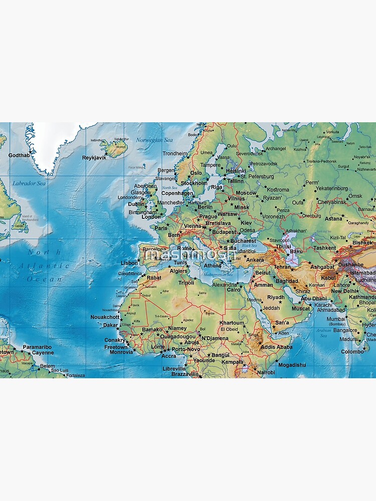 Cuaderno de tapa dura «Mapa mundial, mapa topográfico del mundo con ...