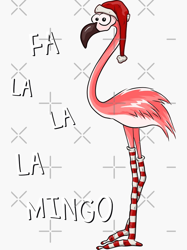 "Fa La La Mingo Christmas Flamingo in Santa Costume" Sticker for Sale ...