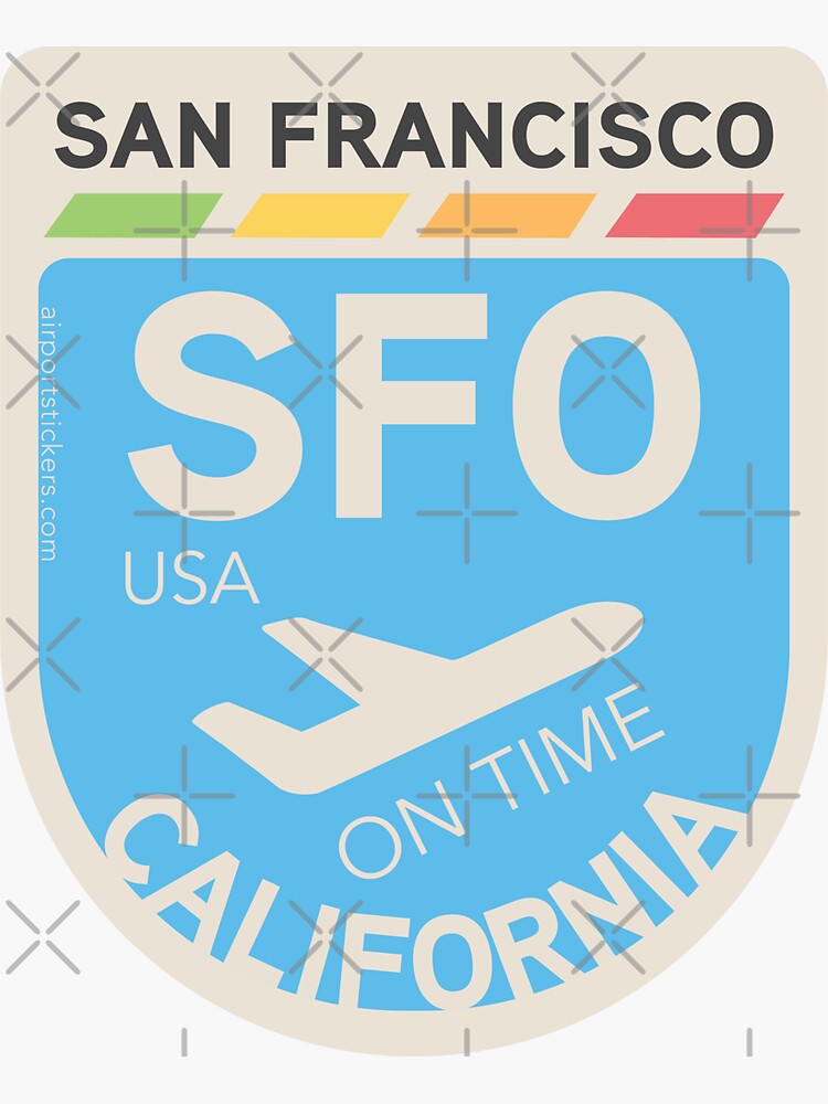 "San Francisco airport code v-colors" Sticker by Aviators | Redbubble