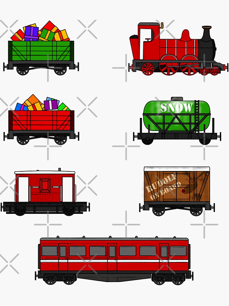 "Christmas 2021 Steam Train Magnet Sticker Pack Pattern" Sticker for ...