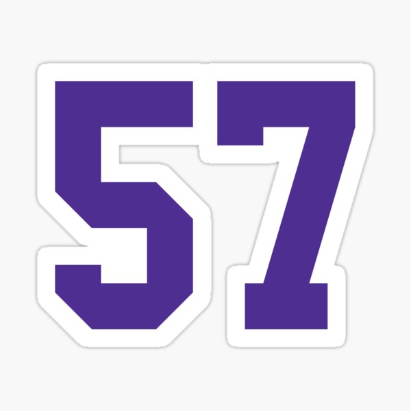 "Fifty-Seven Purple Jersey Number Sports 57" Sticker for Sale by ...