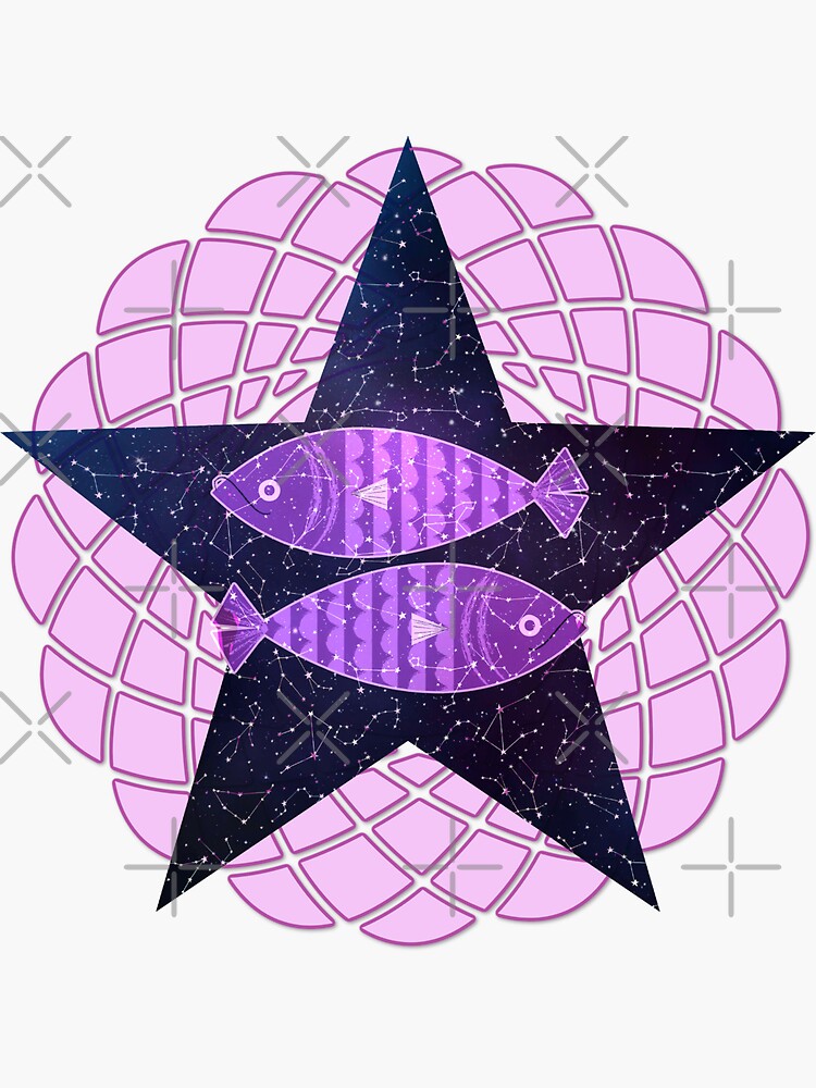 "Purple Pisces Fish Star Sign with Zodiac Constellation " Sticker for ...