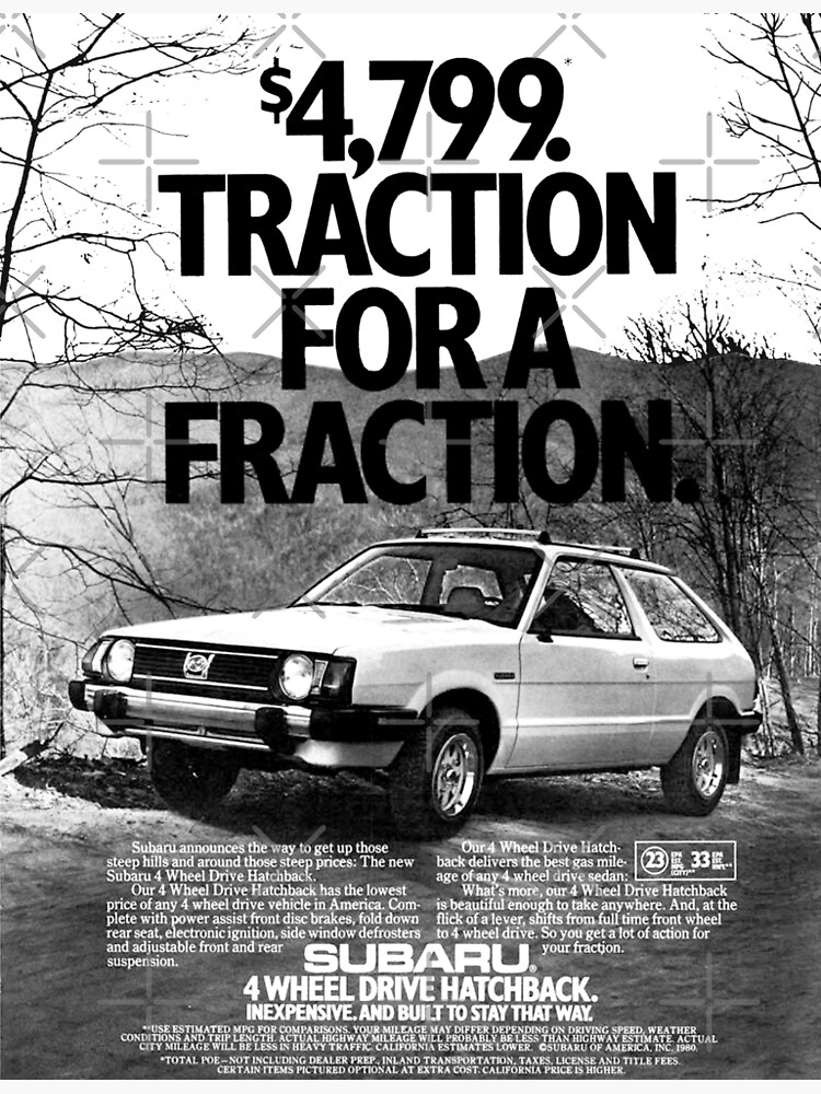 "SUBARU 4x4 LEONE SWINGBACK 4WD" Art Print for Sale by ThrowbackMotors ...