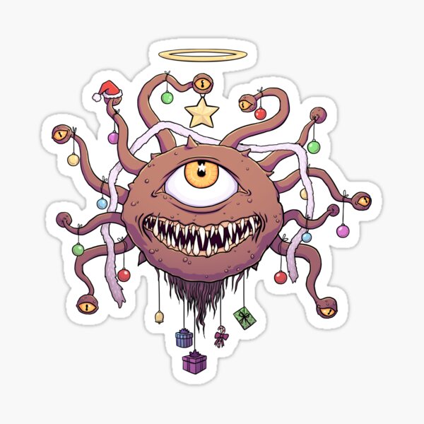 "Beholder Christmas Tree Monster - Dungeons and Dragons" Sticker by ...