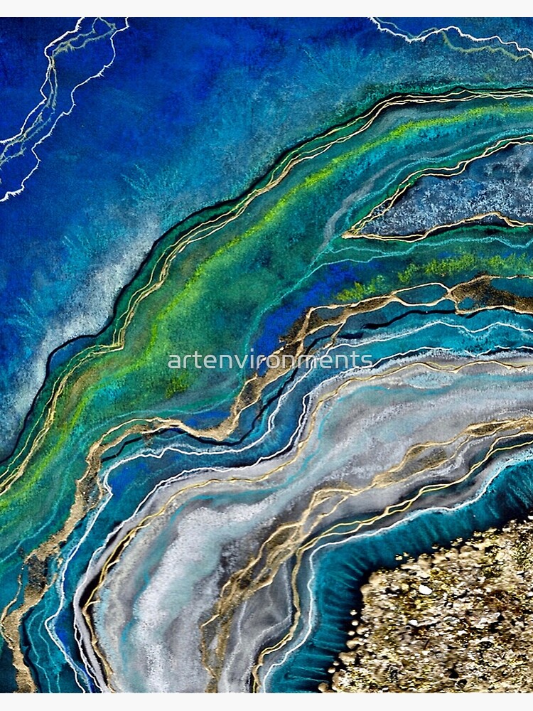 "Ocean Geode / Geode Painting / Turquoise / Green Geode / Agate Blue ...