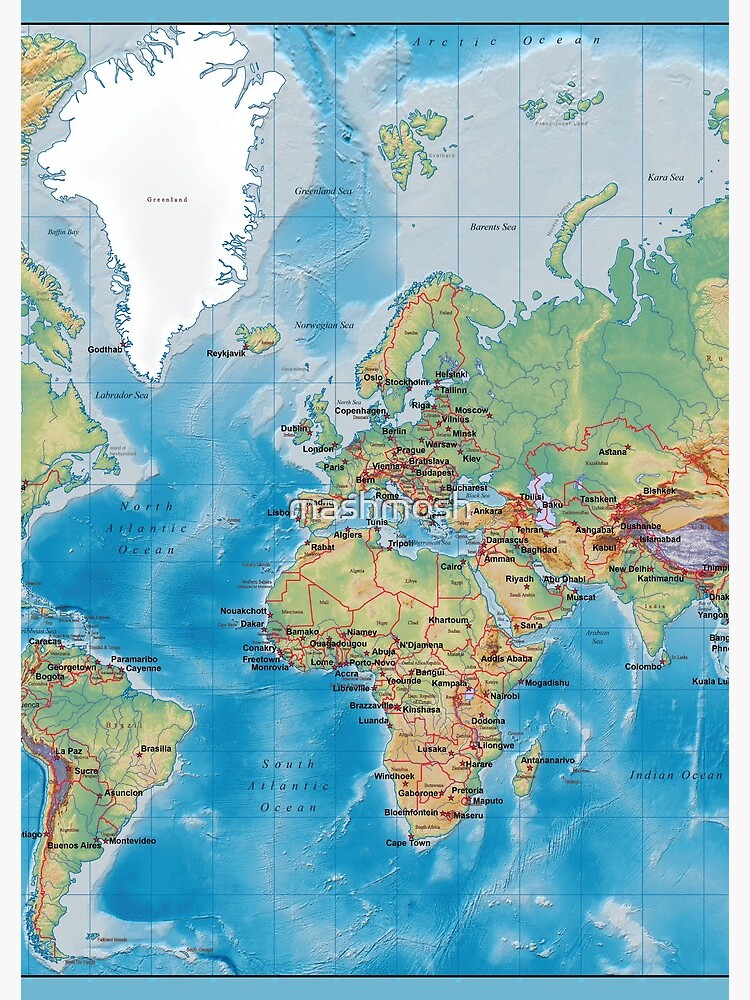 Mares Del Mundo Mapa Con Nombres Atlas Mundial De Mapa Mapa Politico