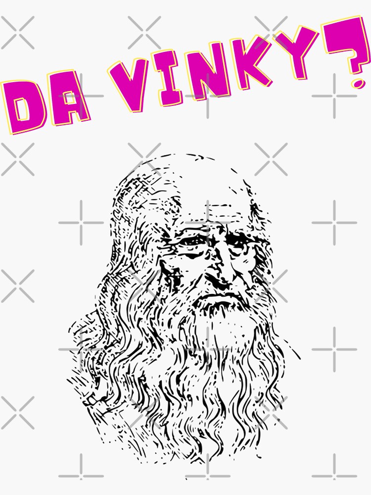 "Da Vinky? Portrait Meme Pink" Sticker by LuckyKermit | Redbubble