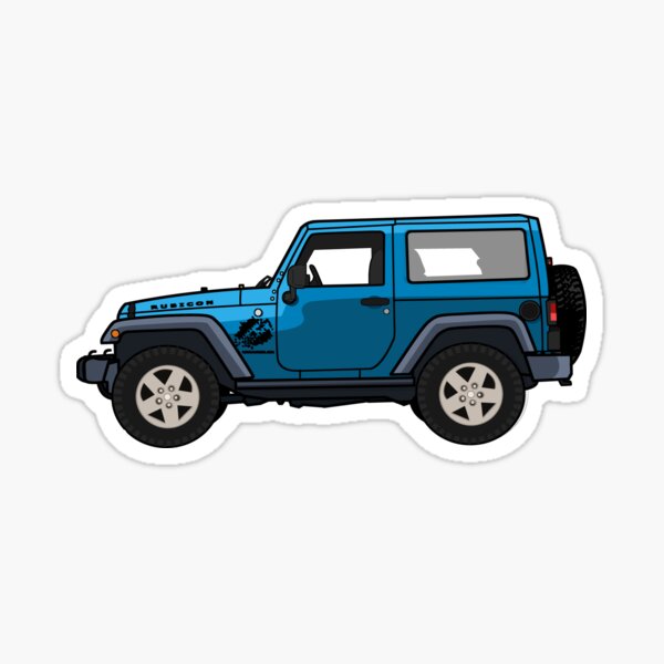 "Jeep Wrangler Rubicon 2-door Blue" Sticker for Sale by antipc | Redbubble