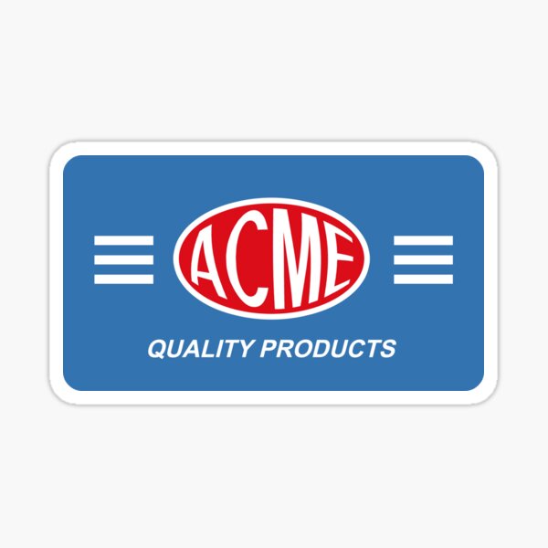 "ACME - Quality products" Sticker by jennypool | Redbubble