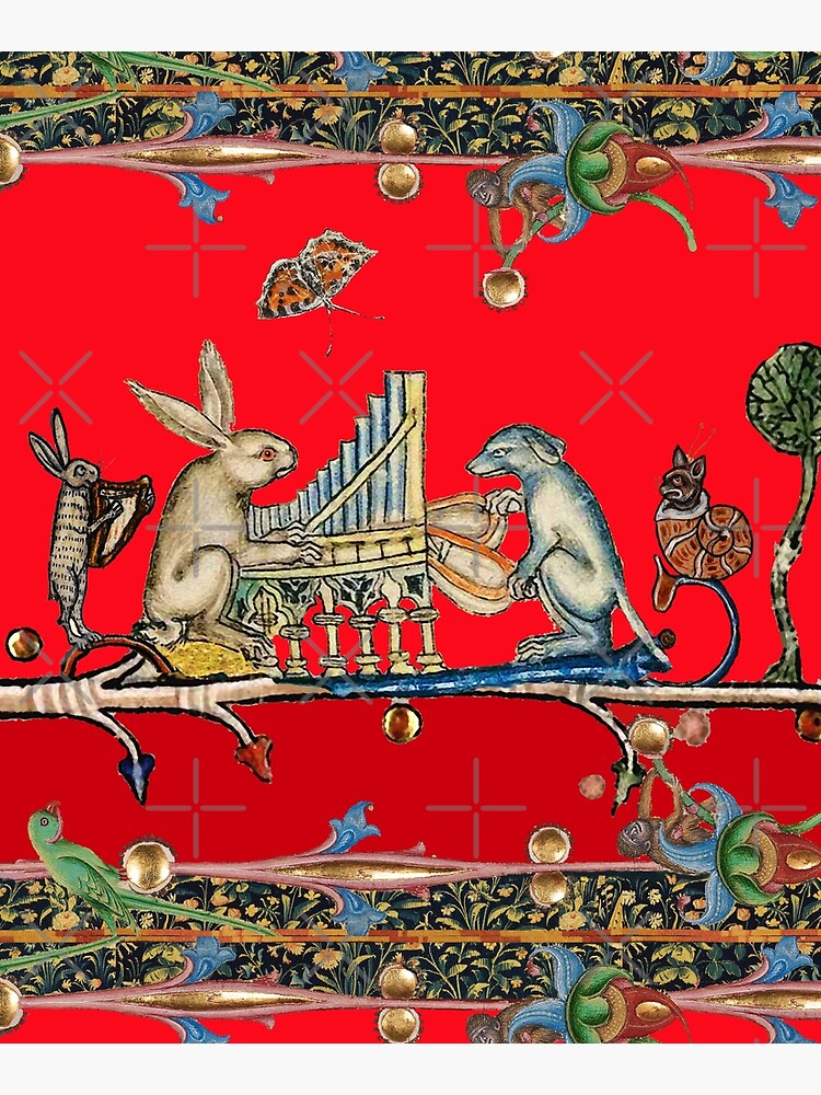 "WEIRD MEDIEVAL BESTIARY MAKING MUSIC,White Rabbit And Dog Playing ...