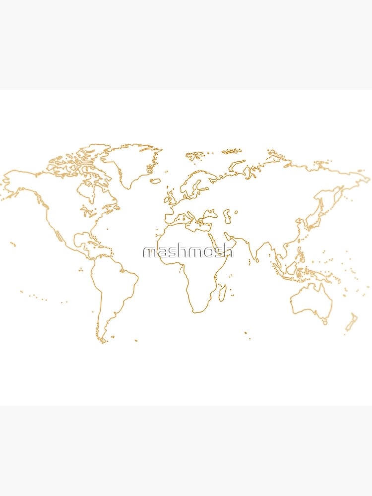 "Golden Outline of world map on white background " Poster for Sale by ...