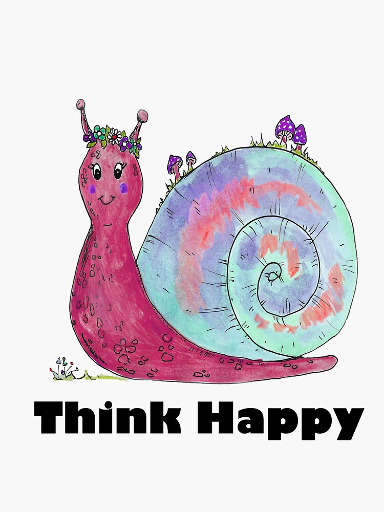 "Motivational Snail-Happy Smiling Snail" Sticker for Sale by Thedress ...