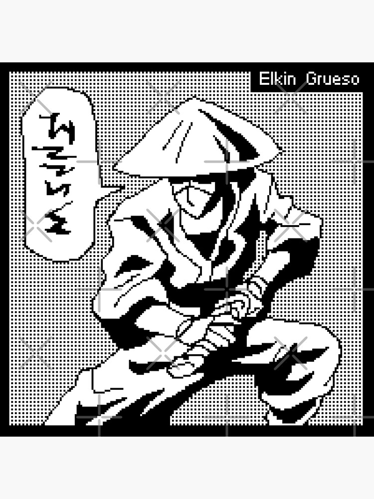 Lámina fotográfica «Dibujo de Ninja Anime (Blanco y Negro)» de ...